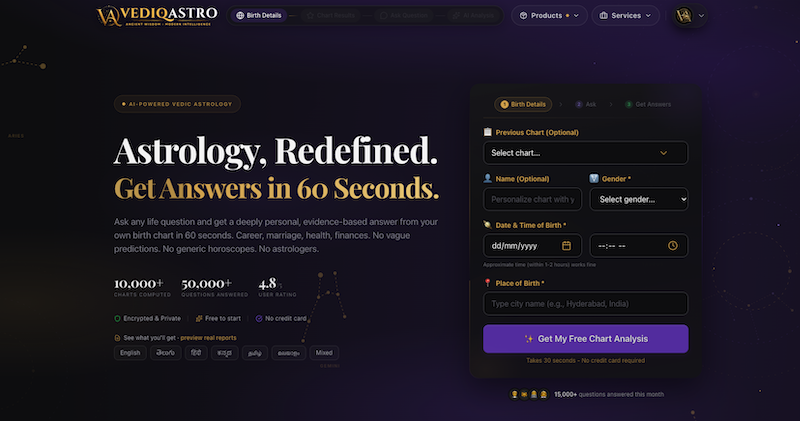 Birth Chart Analyzer - Comprehensive Astrology Analysis Tool | VediqAstro